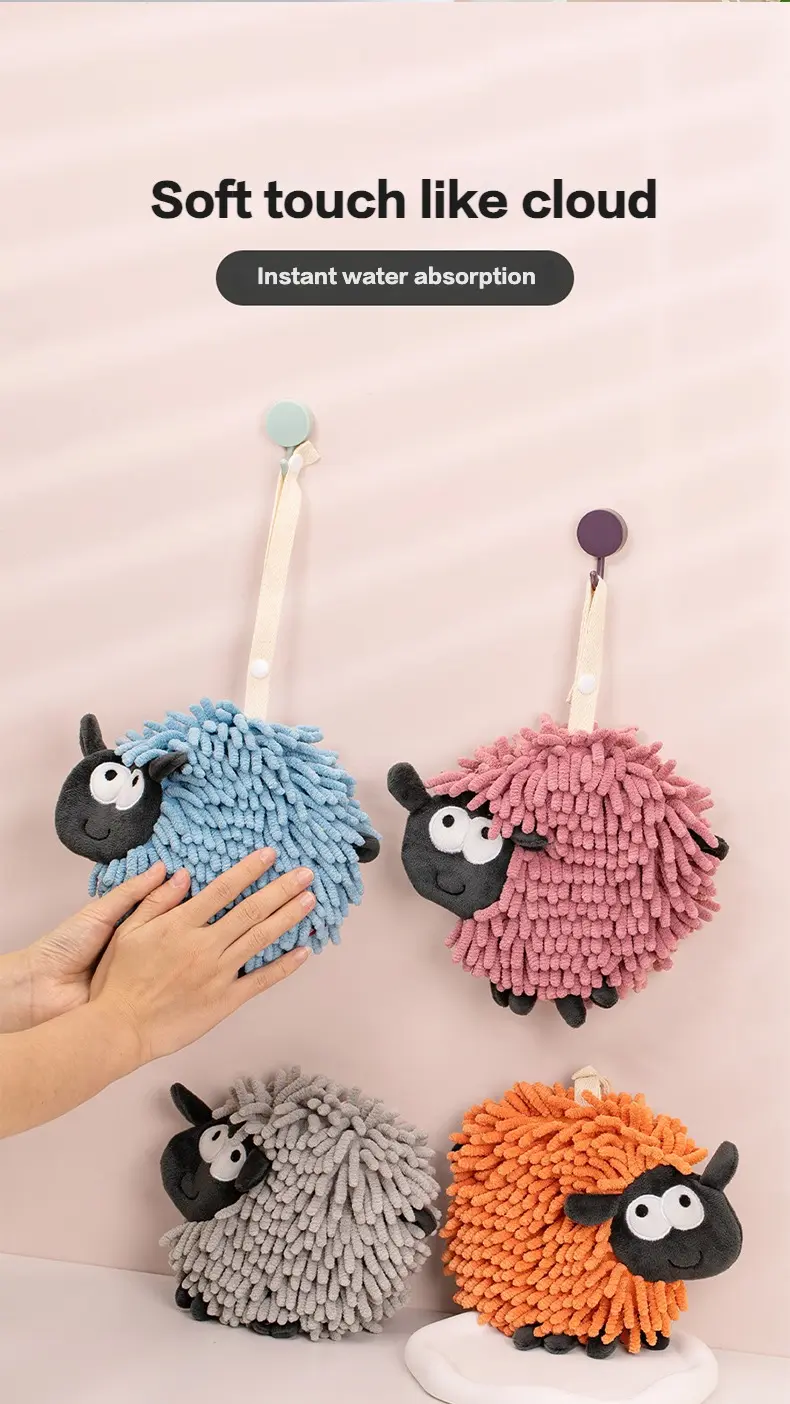 Cartoon Sheep Hand Towel Cute Shape Decor Chenille Wipe Hand Temu