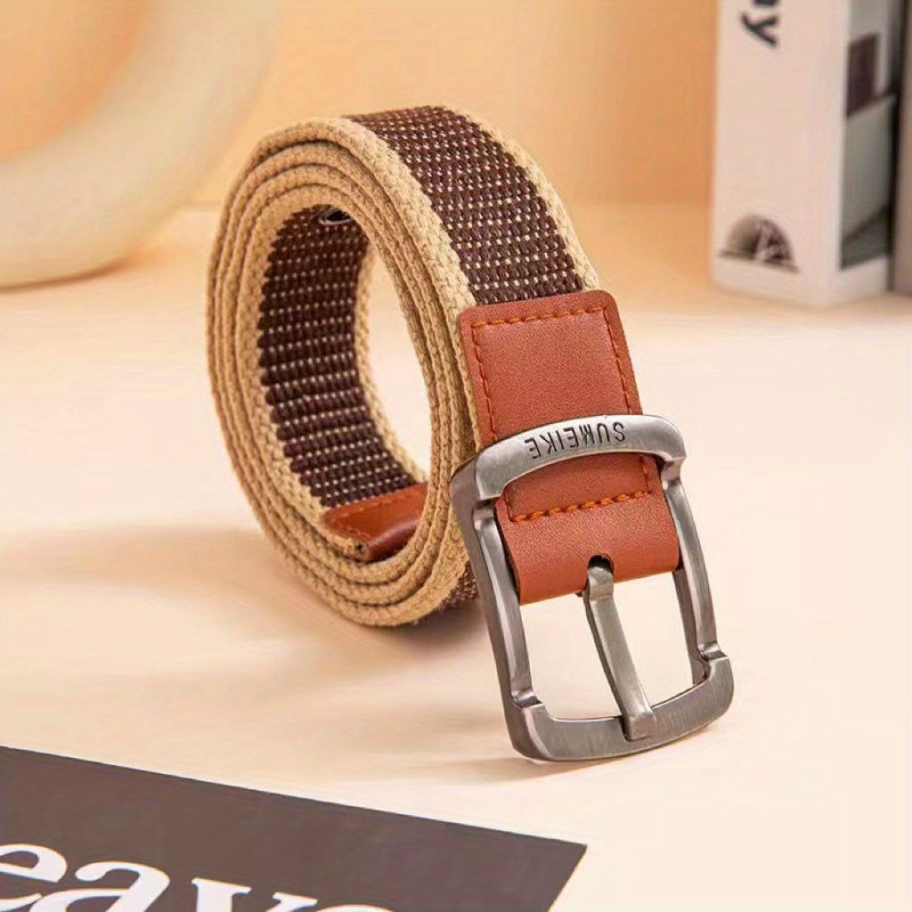 Men's Canvas Belt Pin Buckle Belt Canvas Waistband Outdoor Casual Jeans ...