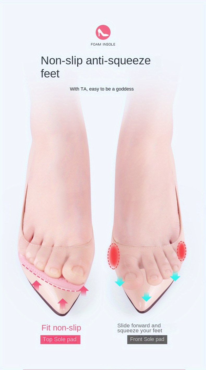 Forefoot Pads Women High Heels Non slip Half Insoles Front - Temu New ...