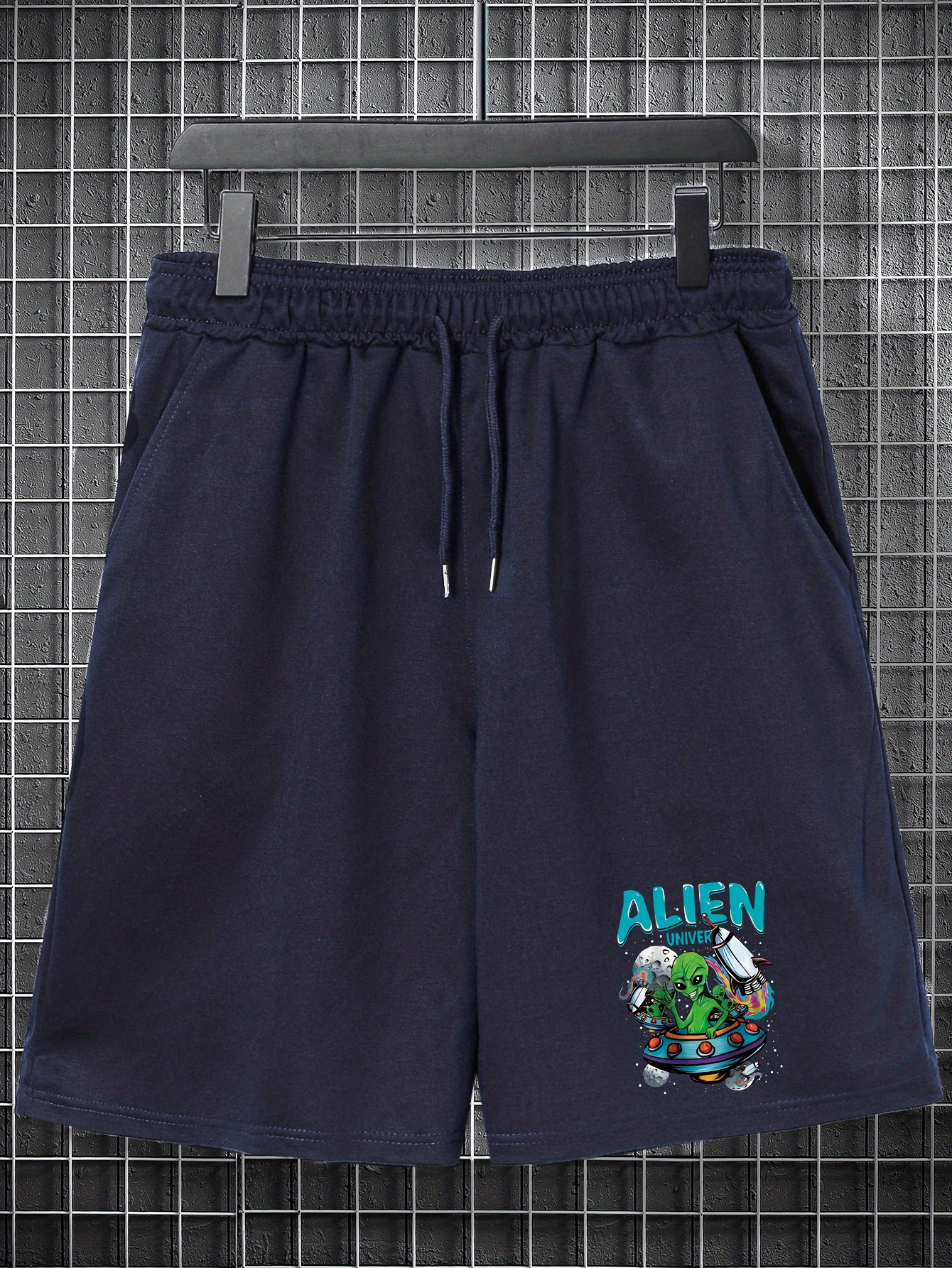 Plus Size Casual Shorts Men's Plus Alien Print Drawstring - Temu United ...