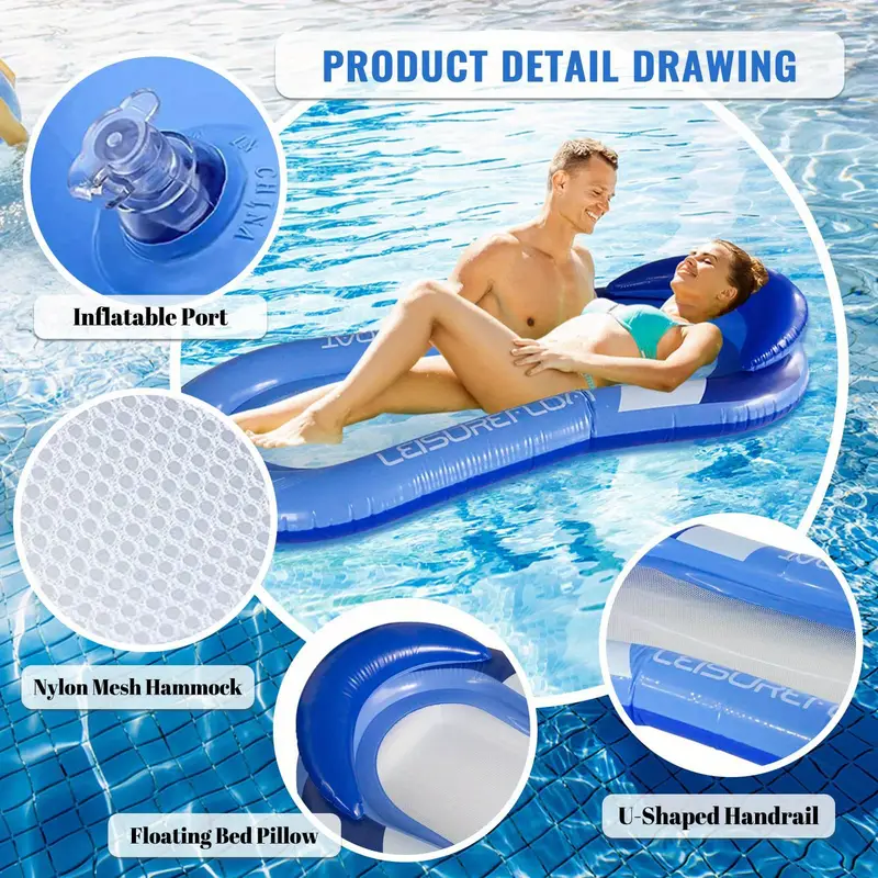 Inflatable Pool Lounger Adults Float Hammock Raft Air Sofa Temu