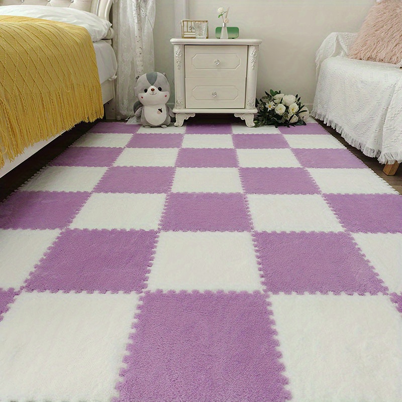 Plush Puzzle Foam Floor Mat Square Interlocking Carpet - Temu Australia