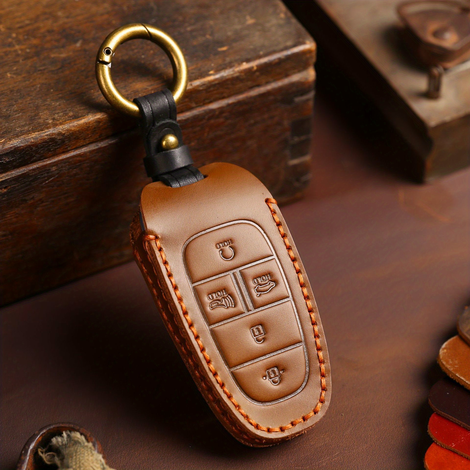 genuine leather car key case car key storage box for hand stitched ...