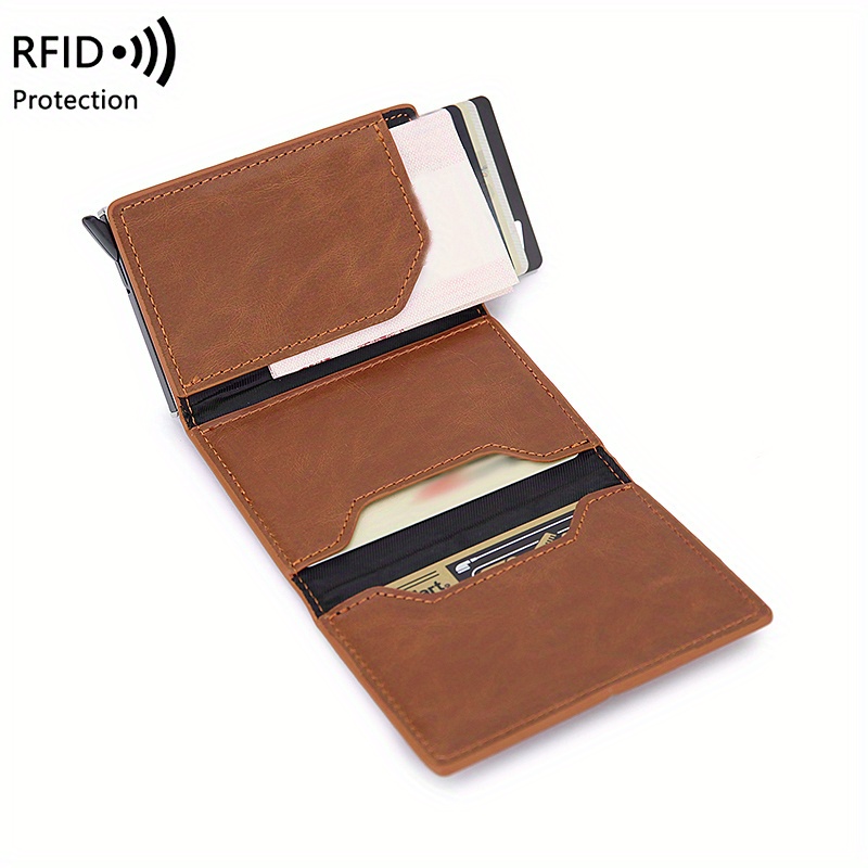 Mens Business Rfid Blocking Credit Card Holder Zipper Magnetic Card ...