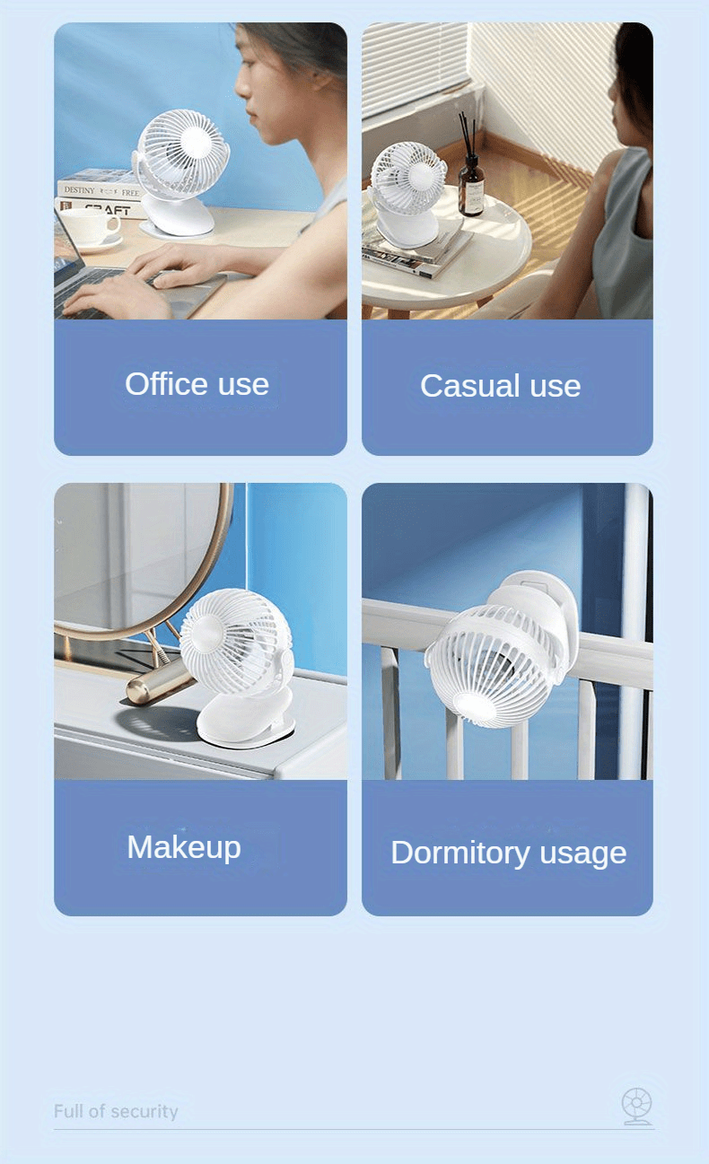 Usb Mini Handheld Clip Fan Silent Wind Power - Temu Australia