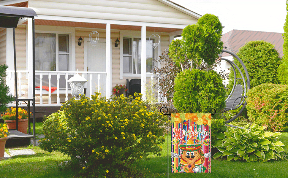 Welcome Mexican Fiesta Garden Flag Linen Double sided Garden - Temu ...