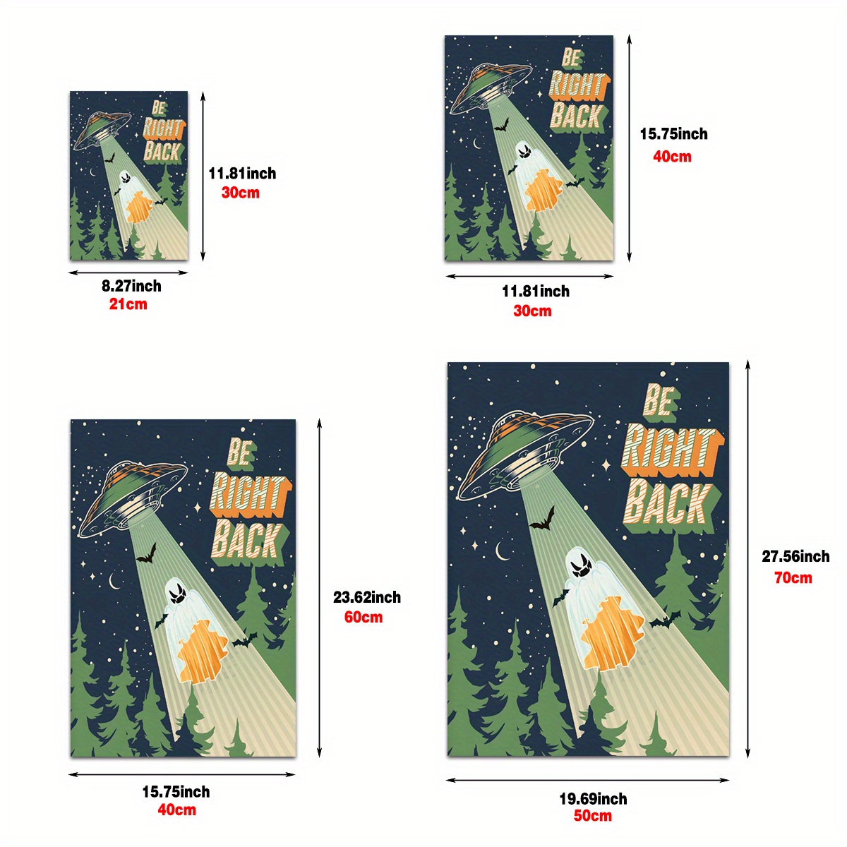 Halloween Cute Ghost Bats Ufo Poster Aliens Art Print Canvas - Temu New ...