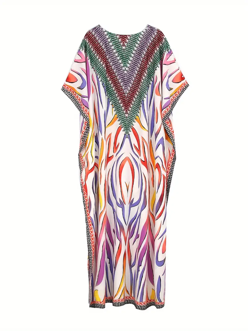 Bohemian Loose Colorful Dress Casual Every Day Vacation Temu