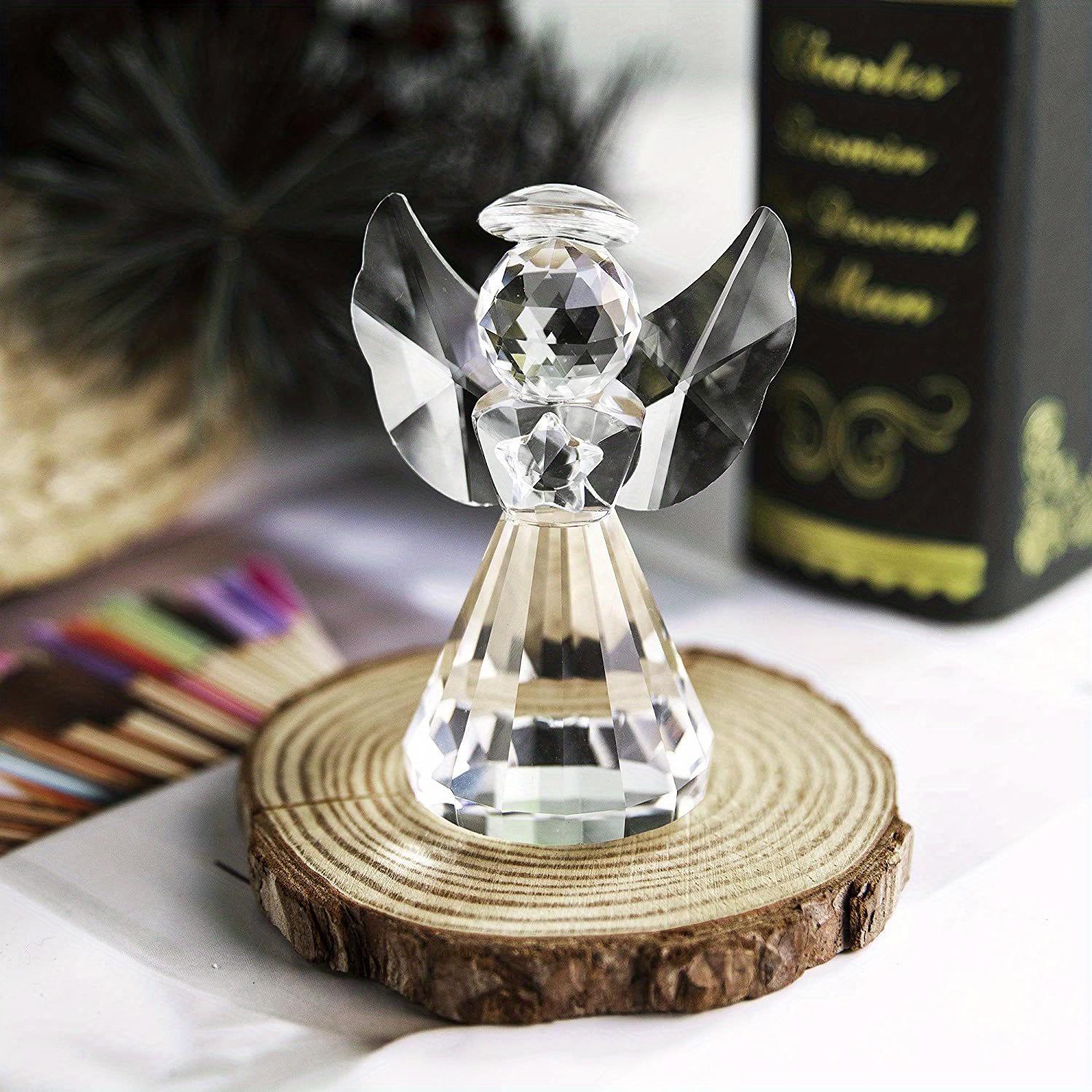 Crystal Angel Figurine Paperweight Decor Glass Ornaments Art - Temu ...