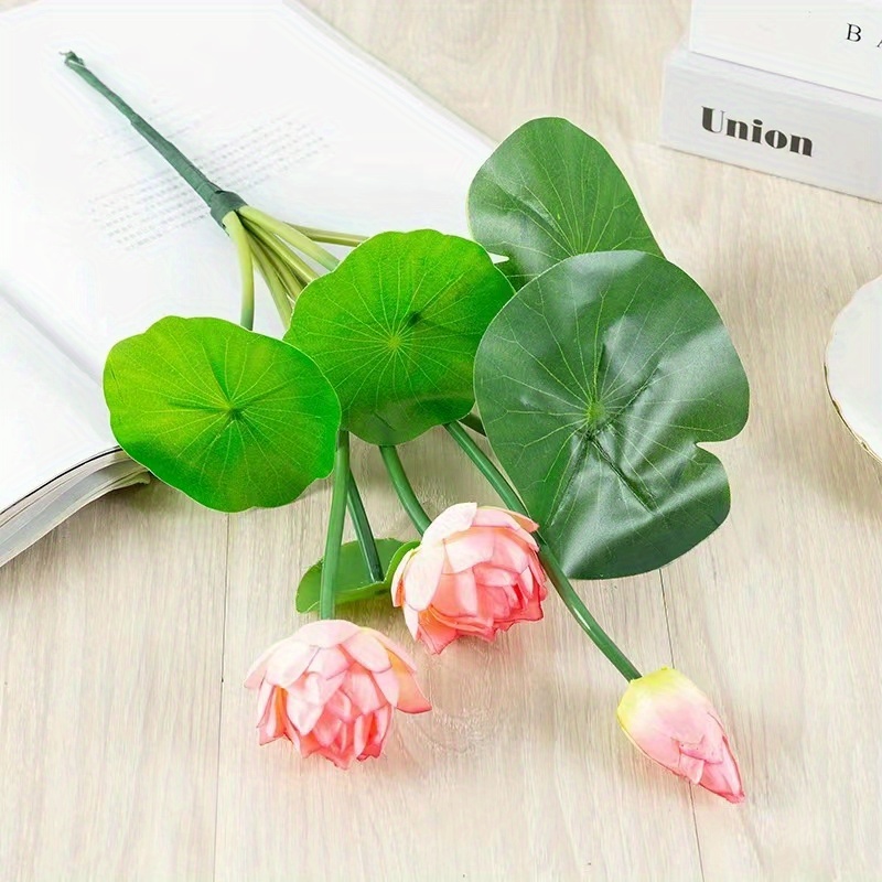 1pc Realistic Mini Lotus Flowers For Garden Koi Fish Pond Aquarium And ...