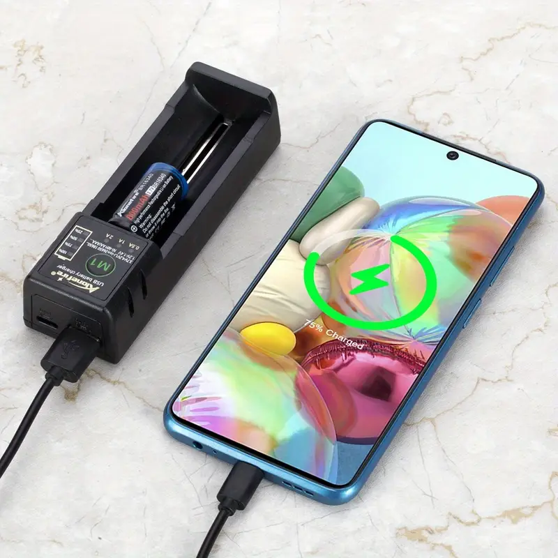 스마트 Usb 충전기 리튬 이온 니켈 수소 니켈 카드 배터리 호환 손전등 헤드램프 및 토치용 내구성 있는 Abs