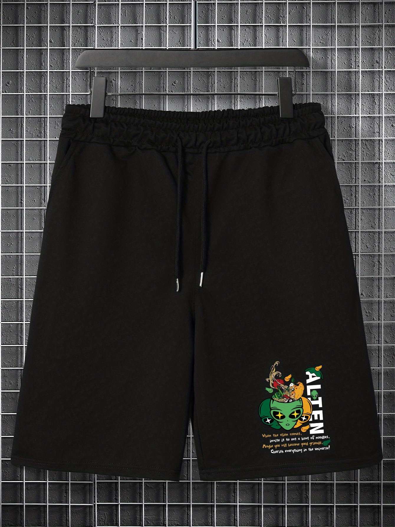 Alien Print Men's Comfy Loose Drawstring Shorts Male Summer - Temu