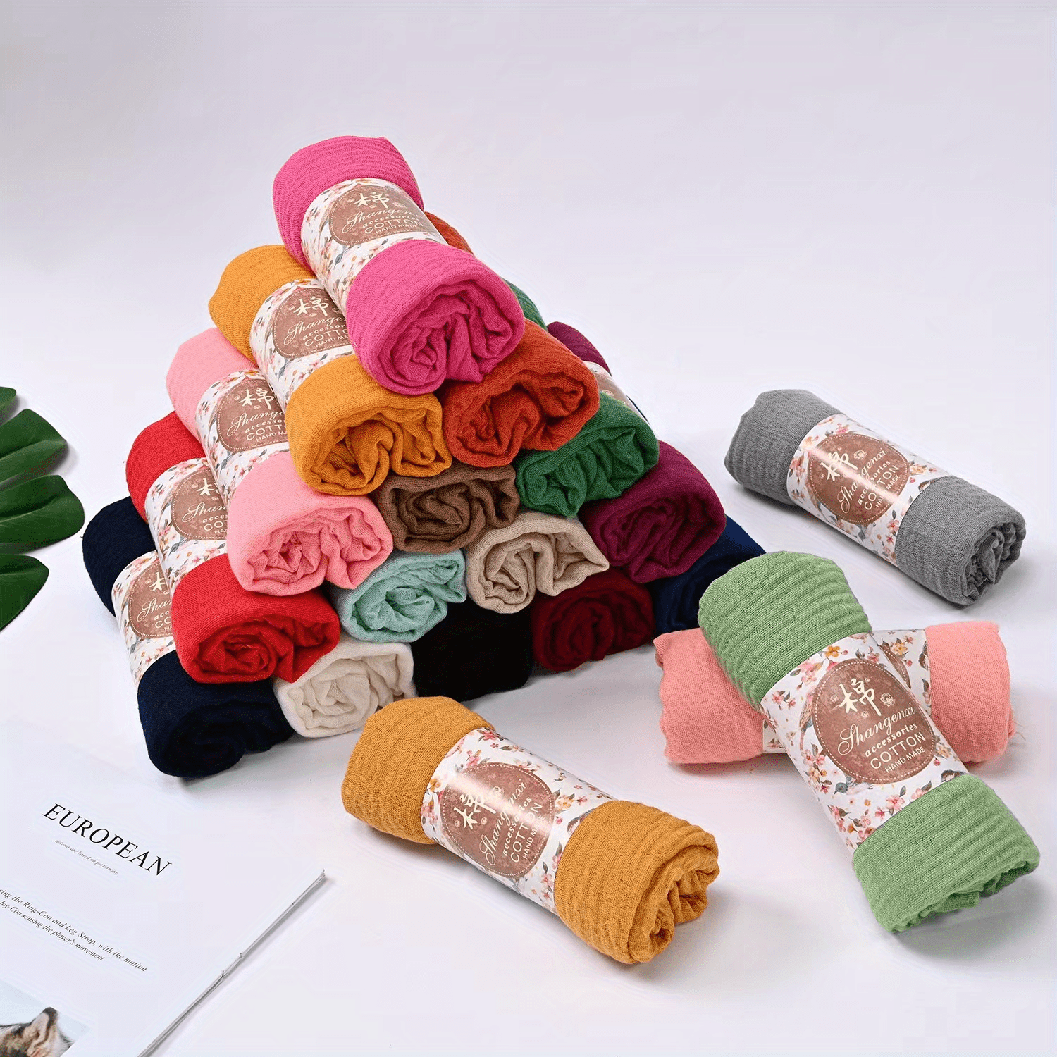 Solid Color Bubble Scarf Wrinkle Breathable Soft - Temu Canada