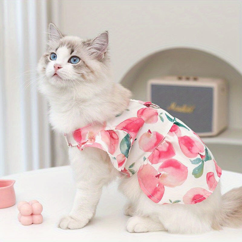 Pet Dress Cat Cute Skirt Dog Dress With Peach Pattern For Small Medium ...