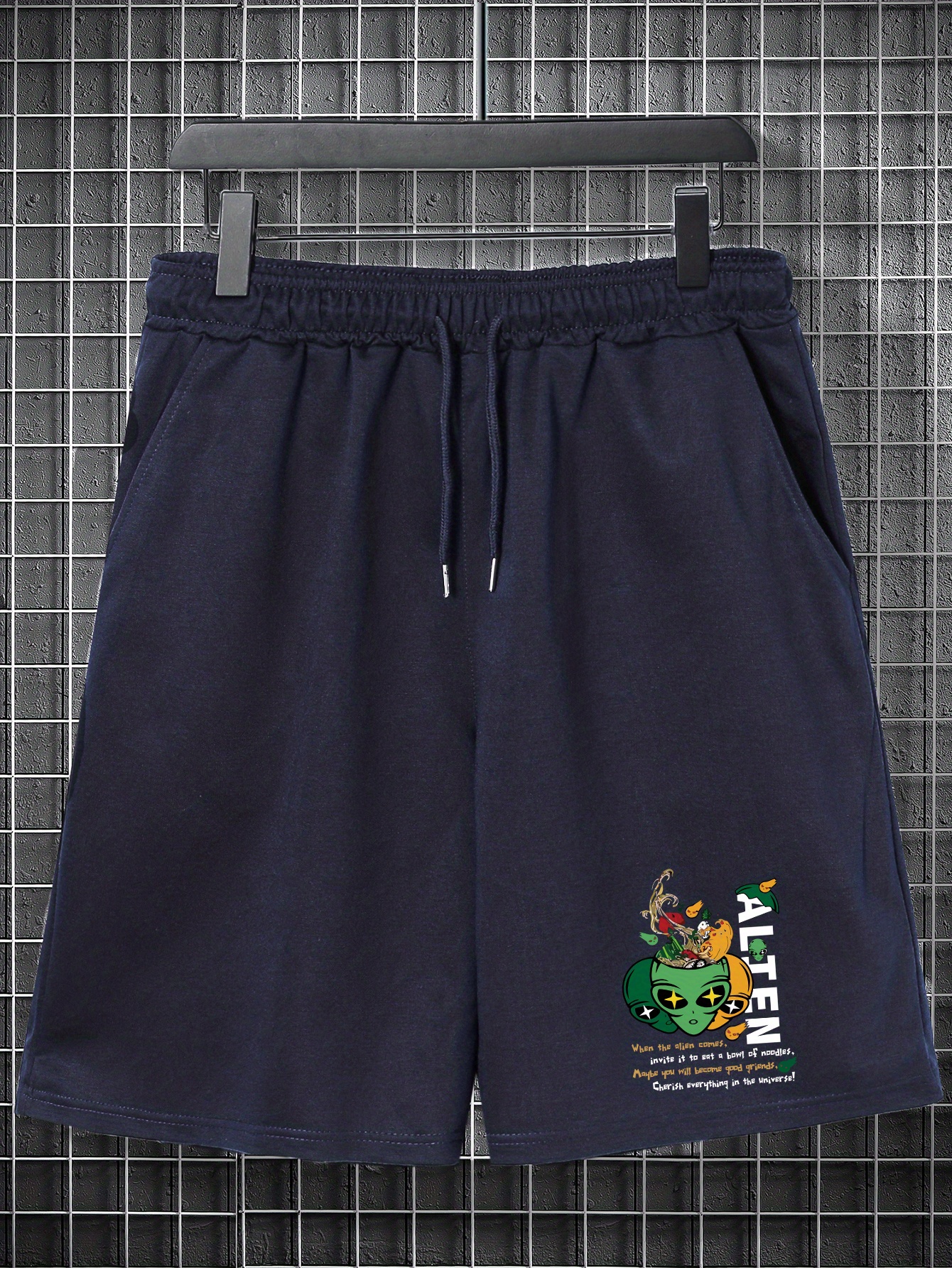 Alien Print Men's Comfy Loose Drawstring Shorts Male Summer - Temu