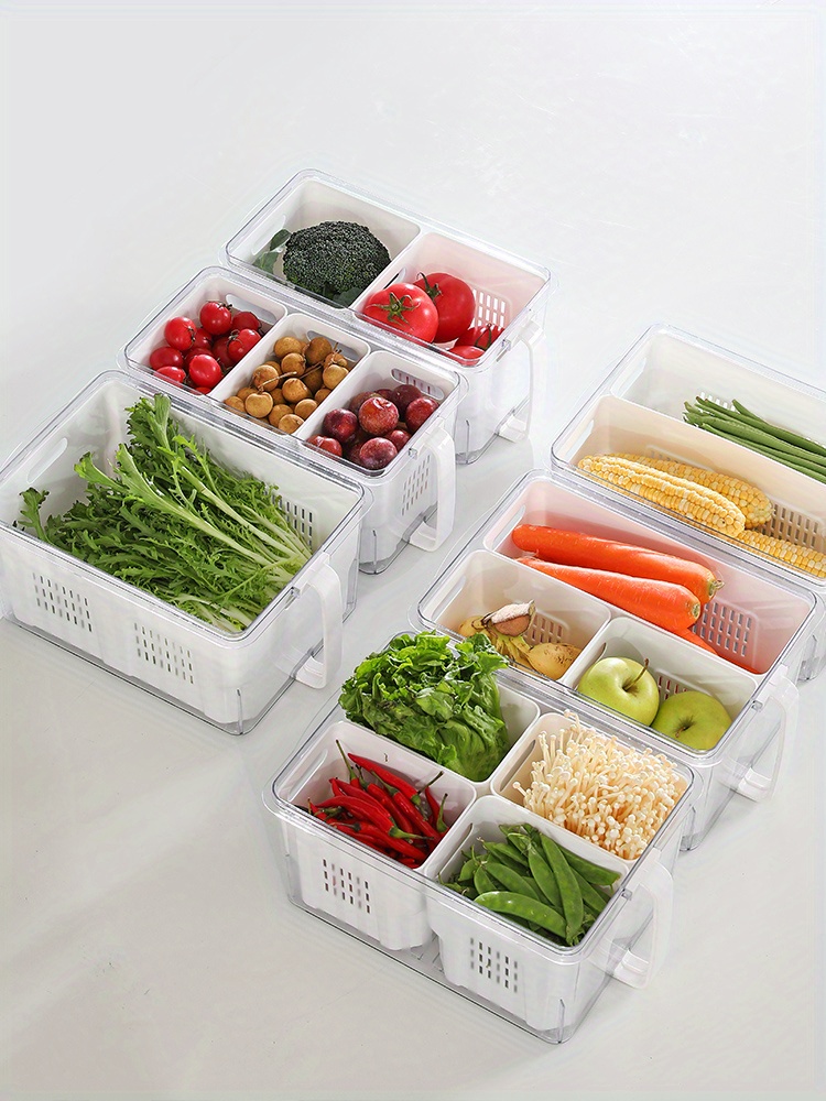 Large Capacity Refrigerator Storage Box Drain Basket Handle - Temu Denmark
