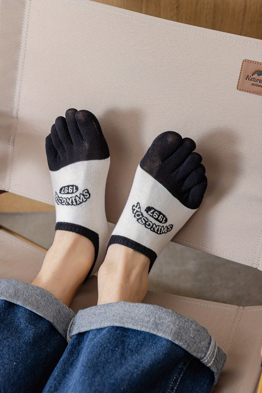 Men's Cotton Socks Five toe Socks Silicone Non slip Graphic - Temu ...