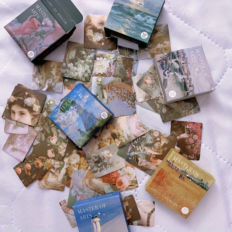 Mini Box Stickers Romantic Landscape Oil Painting Style - Temu United