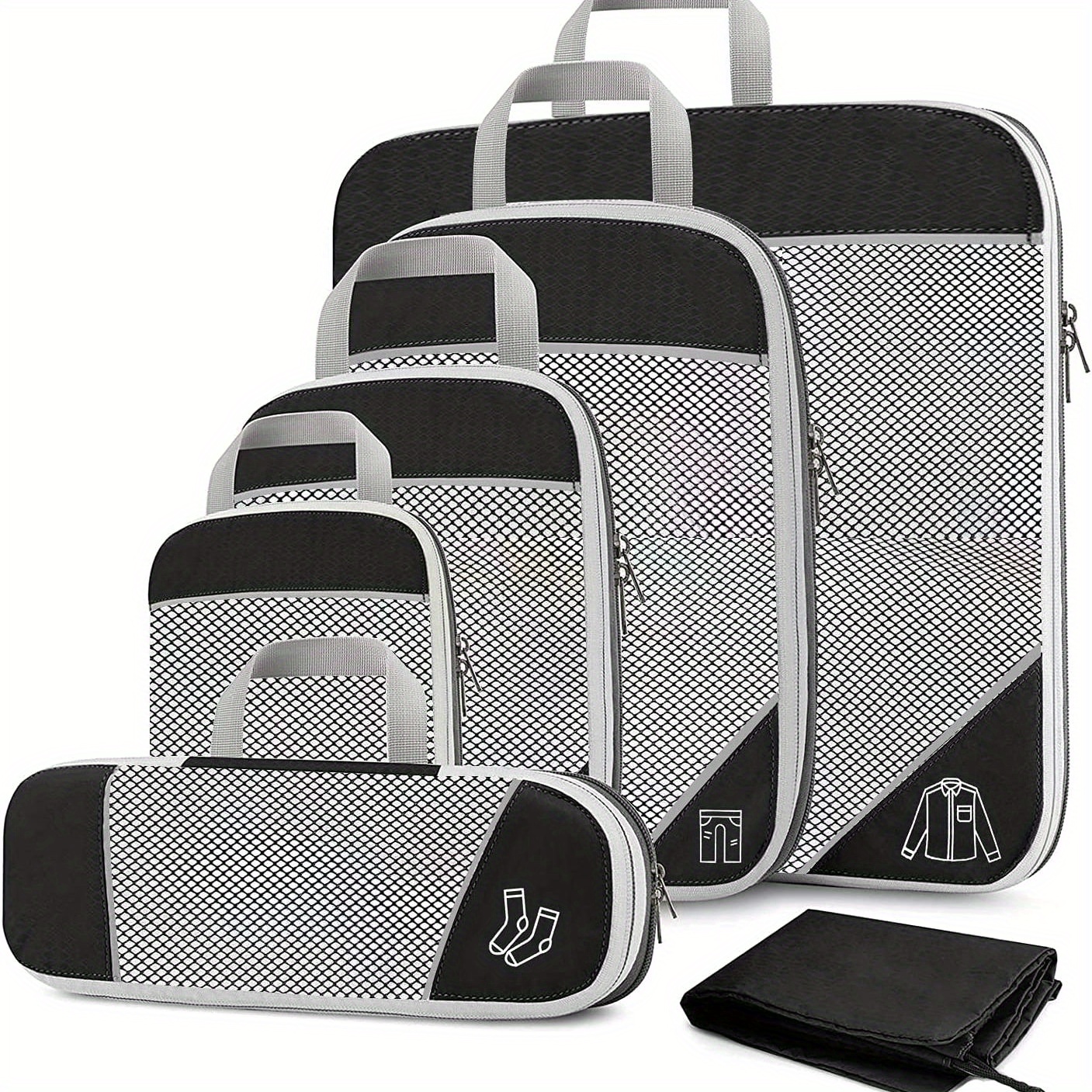 Compression Packing Cubes 6 Pcs Travel Luggage Organizer Accessories ...