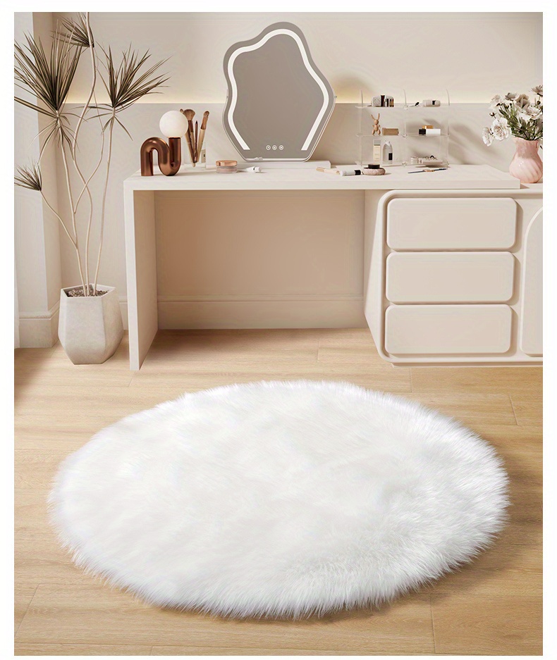 Round Soft Plush Area Rugs Fur Sheepskin Mat Rug Home - Temu Australia