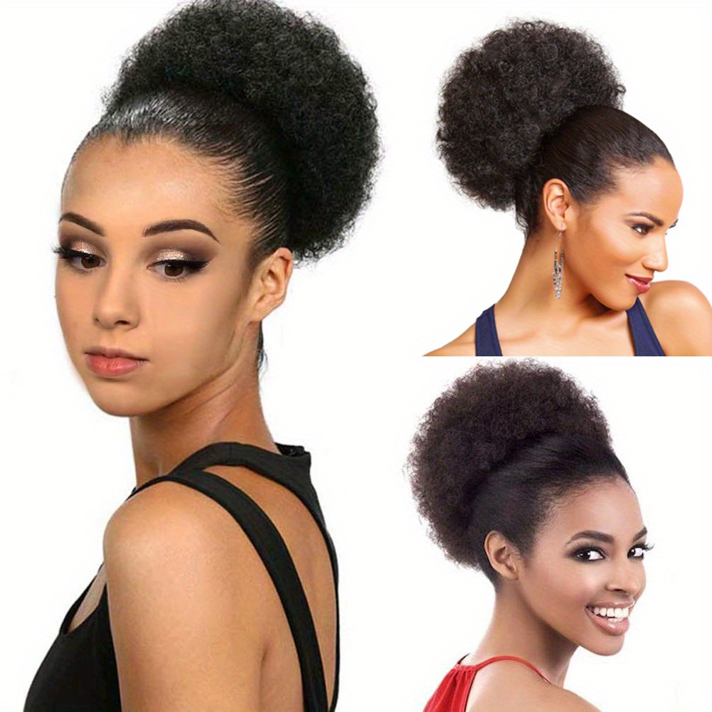 Black Afro Ponytail Extensions Drawstring Two - Temu United Kingdom
