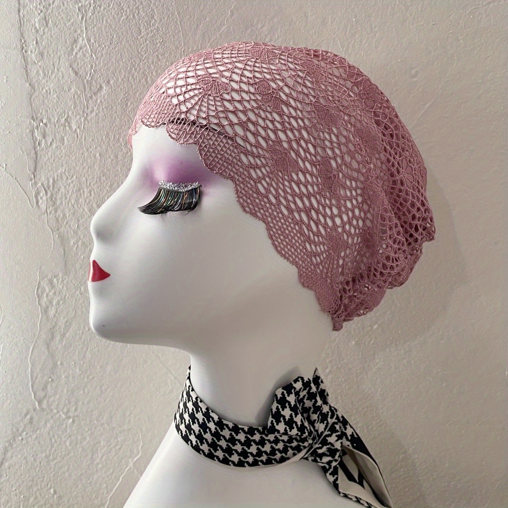 Hollow Lace Beanie Elegant Turban Cap Thin Breathable Head - Temu Canada