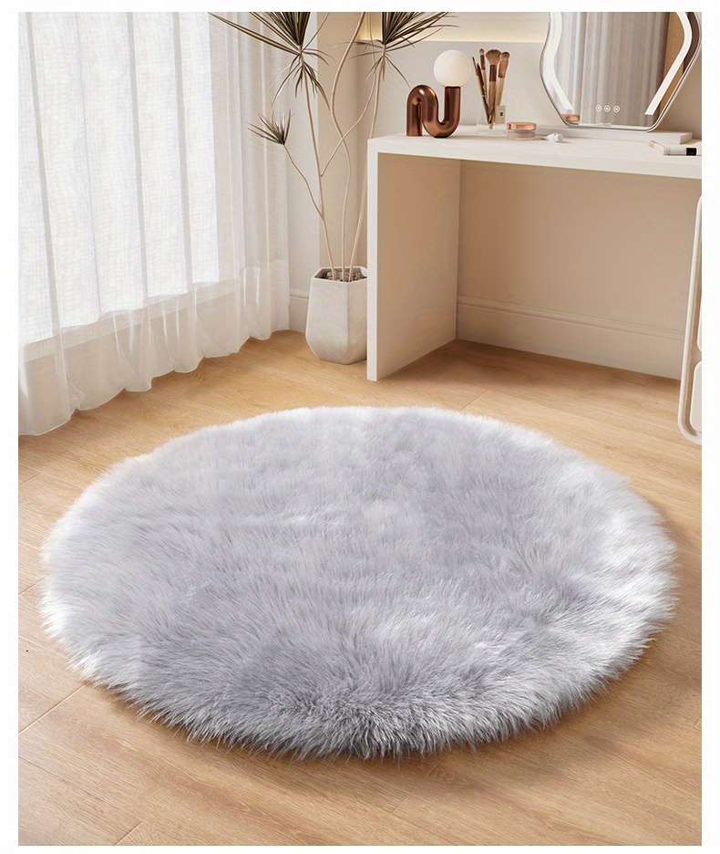 Round Soft Plush Area Rugs Fur Sheepskin Mat Rug Home - Temu Australia