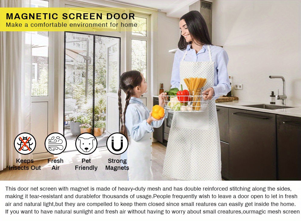 Upgrade Home A Hands free Magnetic Screen Door: Keep Bugs - Temu United ...