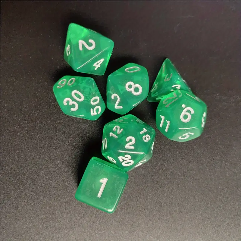 7pcs 창의적이고 다재다능한 주사위 투명 아크릴 주사위 D4 D6 D8 D10 D12 D20 Rpg 주사위 엔터테인먼트