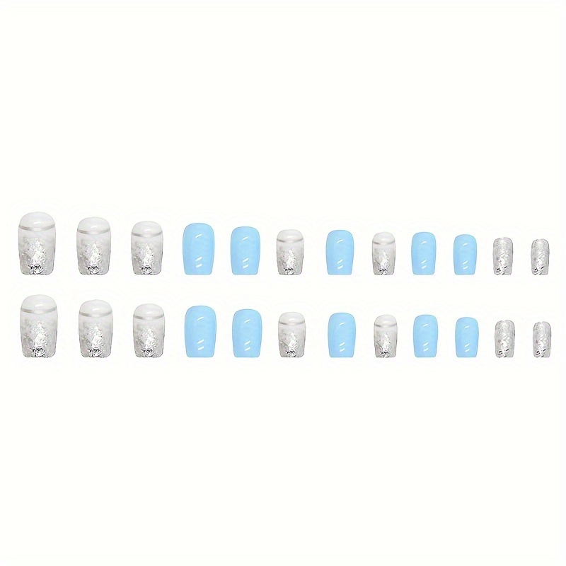 Medium Press Nails Glitter Glossy Coffin Nails - Temu United