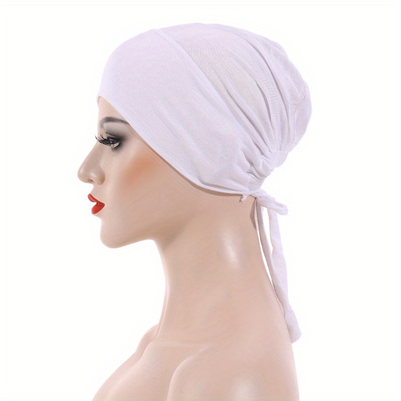 Solid Color Inner Cap Elastic Turban Soft Head Wrap - Temu New Zealand