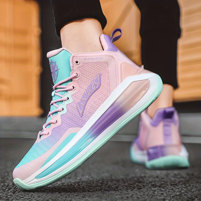 Mens Trendy High Top Basketball Shoes Mesh Breathable Shock - Temu New ...