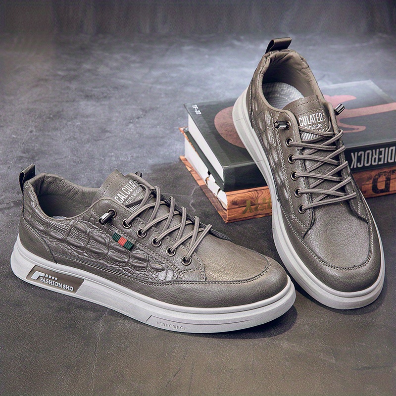 Mens Trendy Crocodile Pattern Skate Shoes Wear Resistant Non Slip ...