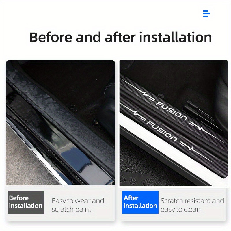 Carbon Fiber Interior Door Threshold Anti Scratch Stickers - Temu