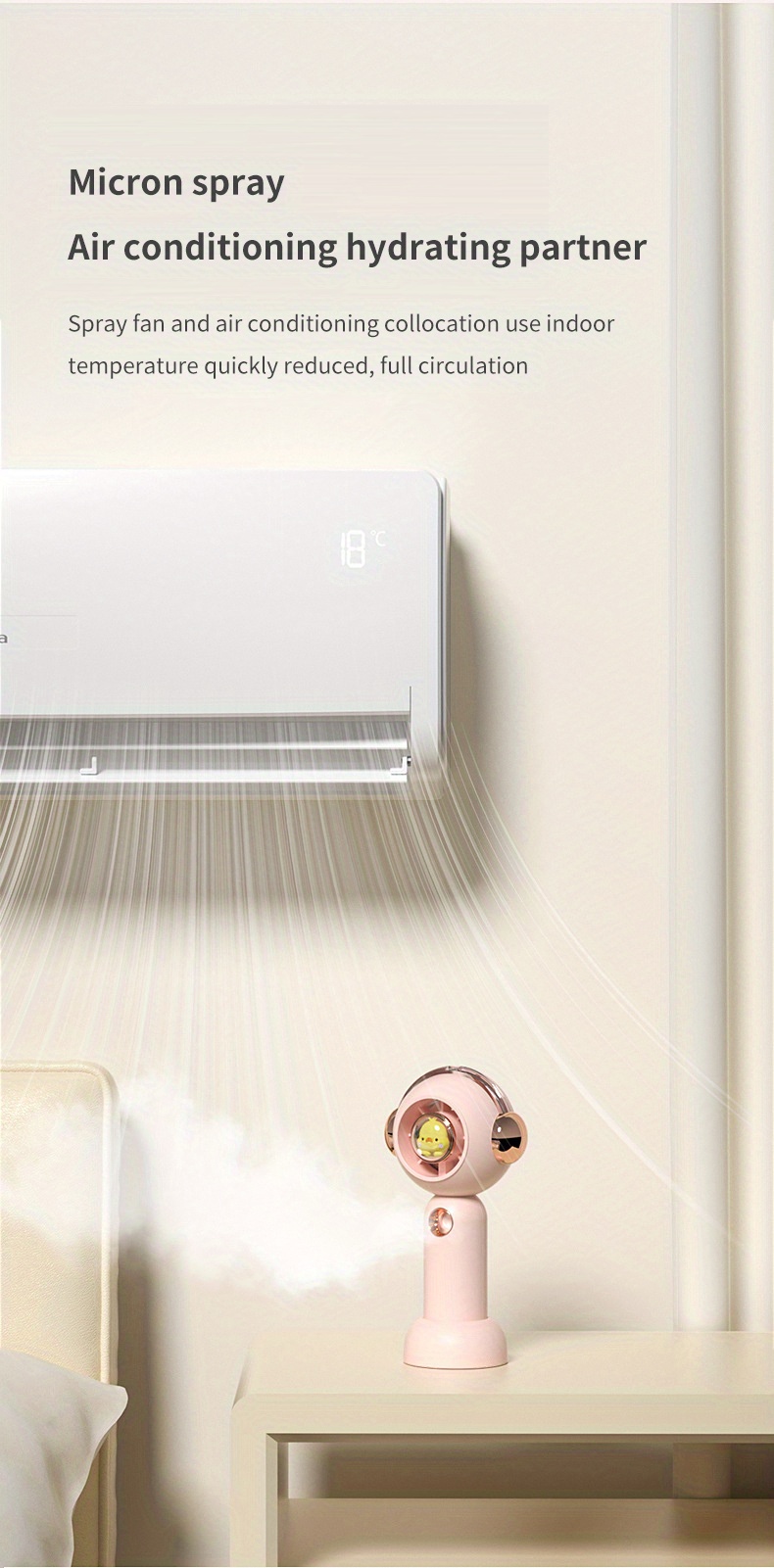 Usb Yellow Duck Charging Handheld Spray Fan Silent Cooling - Temu Australia