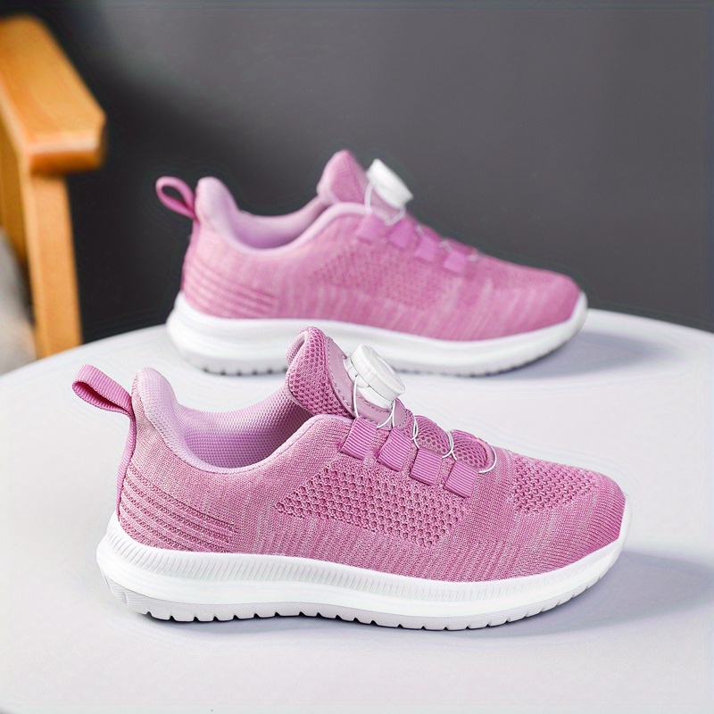 Girls Comfy Mesh Running Shoes With Rotating Buckle Lightweight ...