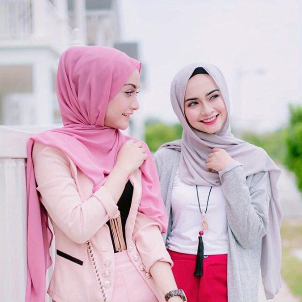 Solid Color Hijab Breathable Full Cover Shawl Turban Simple - Temu Portugal