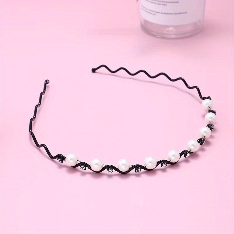 Faux Pearl Alloy Headband Elegant Head Hoop Rhinestone - Temu United