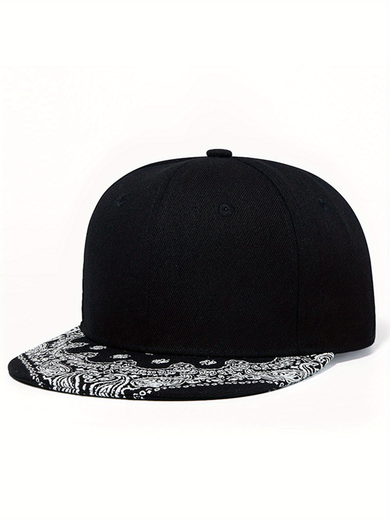 black hip hop snapback hat paisley print brim adjustable - Temu Norway