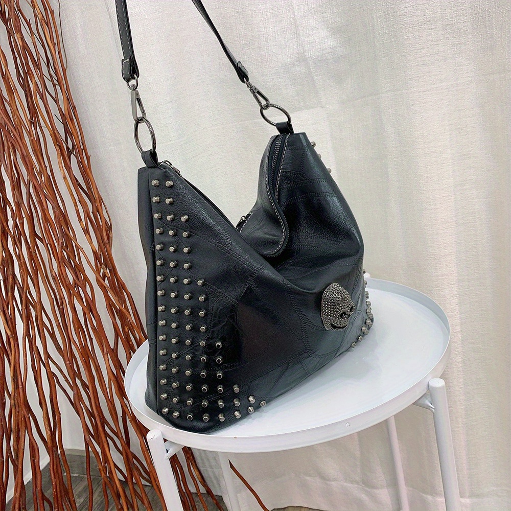 Gothic Studded Decor Tote Bag Vintage Chain Shoulder Bag - Temu Australia