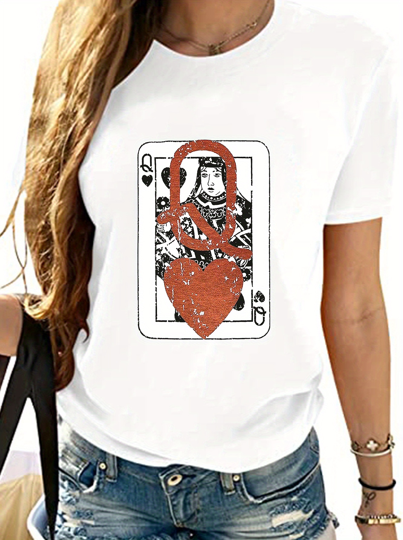 Poker Print Kurzarm t shirt Lässiges Rundhals t shirt - Temu Germany
