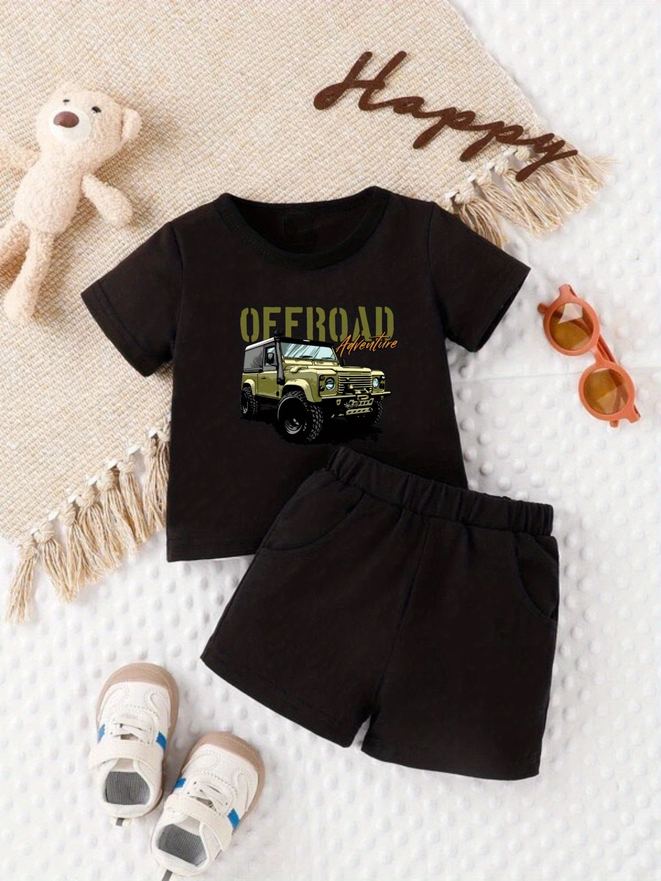 Boys Casual Trendy road Graphic T shirt Shorts Set Summer - Temu Australia