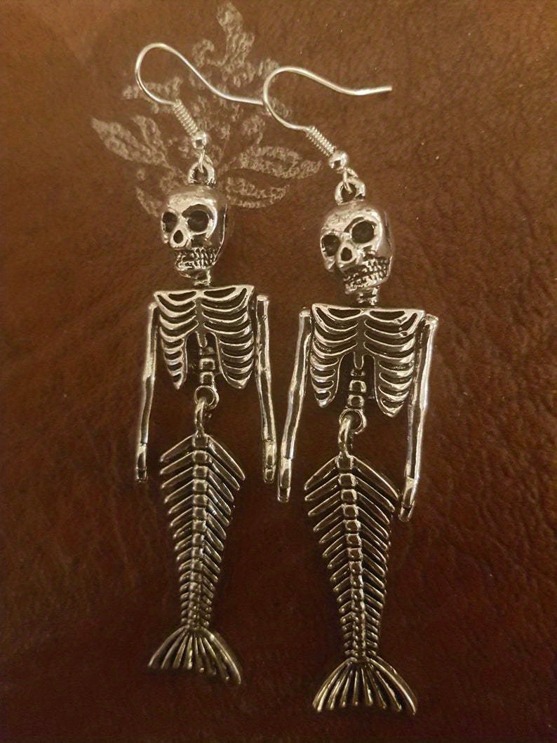 Retro Punk Style Mermaid Skeleton Design Creative Dangle - Temu Australia