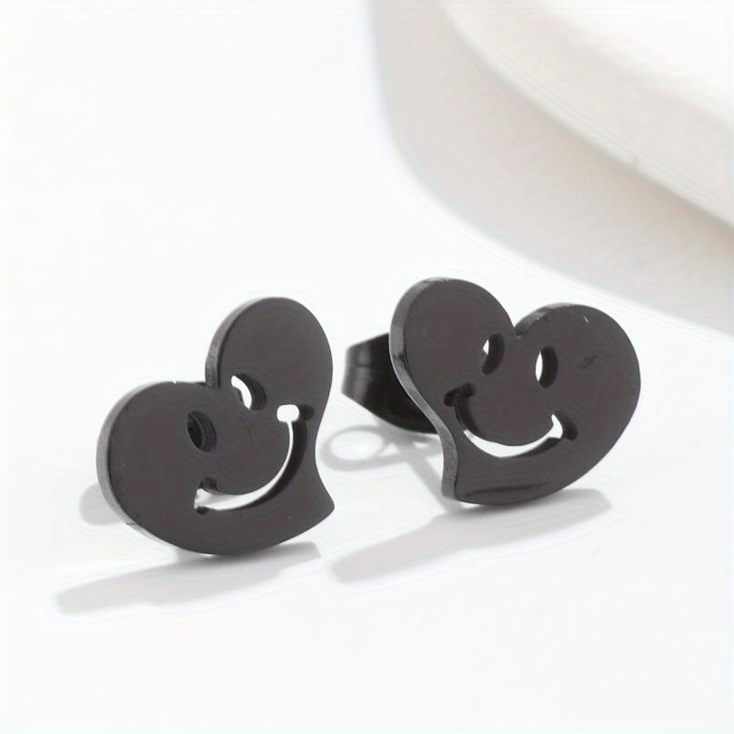 Men's New Style Happy Face Elements Earrings Stainless Steel - Temu Norway