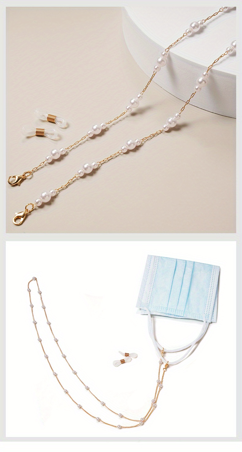 pearl decor glasses chain vintage metal eyeglasses - {region_name}
