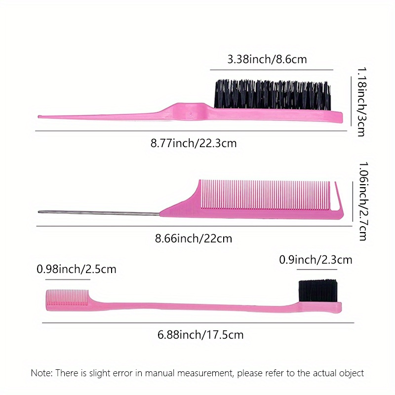 Hair Styling Comb Set Teasing Hair Brush Rat Tail Comb Edge Brush For ...