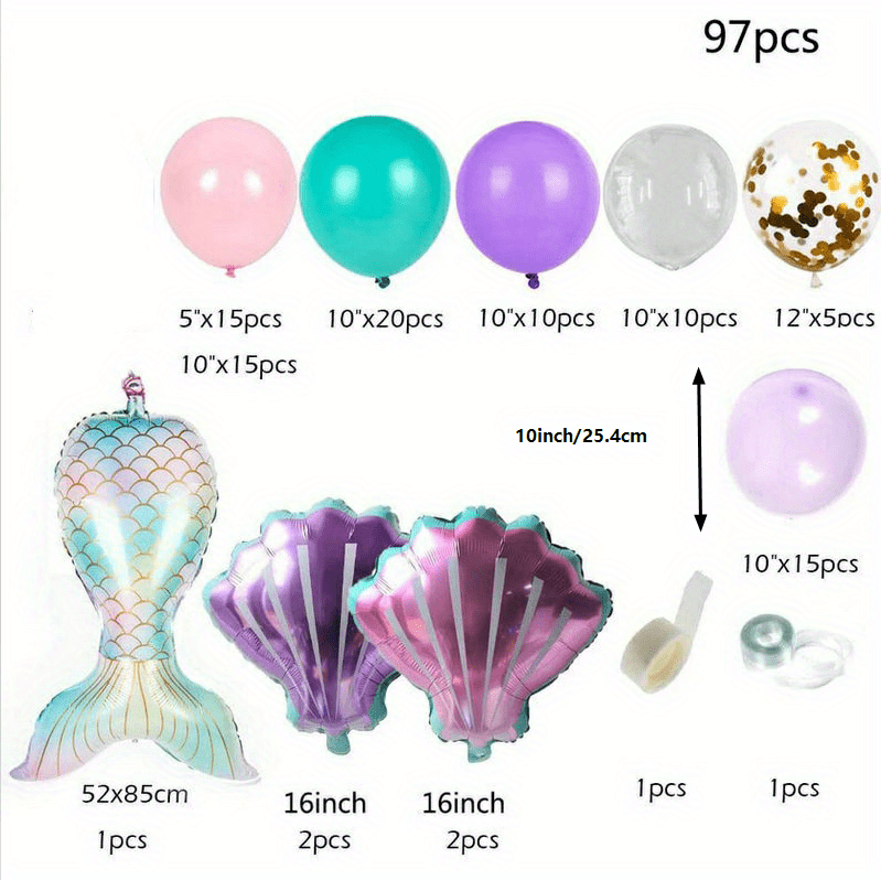 Mermaid Theme Balloon Set Birthday Party Wedding Graduation - Temu ...