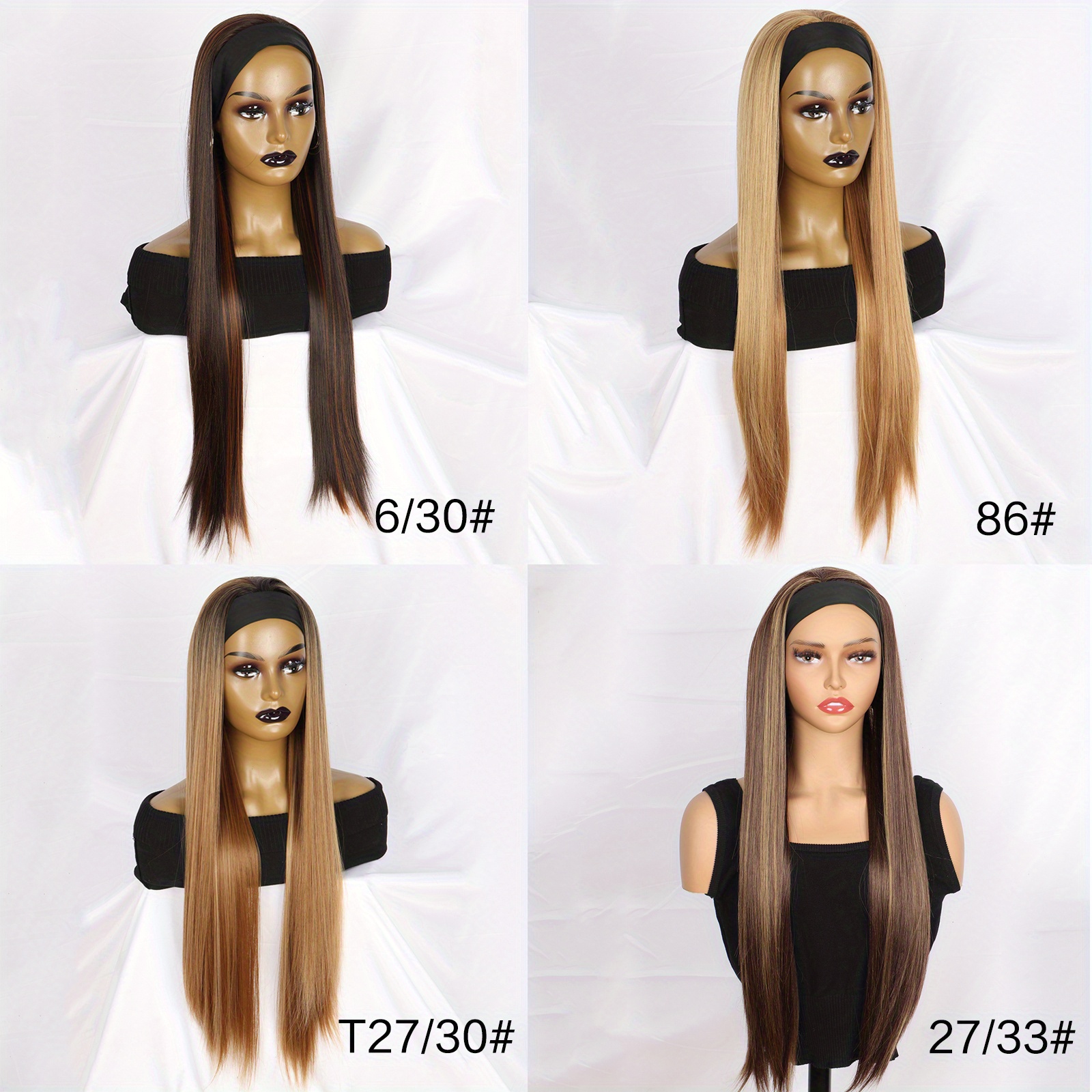 Headband Wigs Long Straight Hair Wigs Headbands Synthetic - Temu