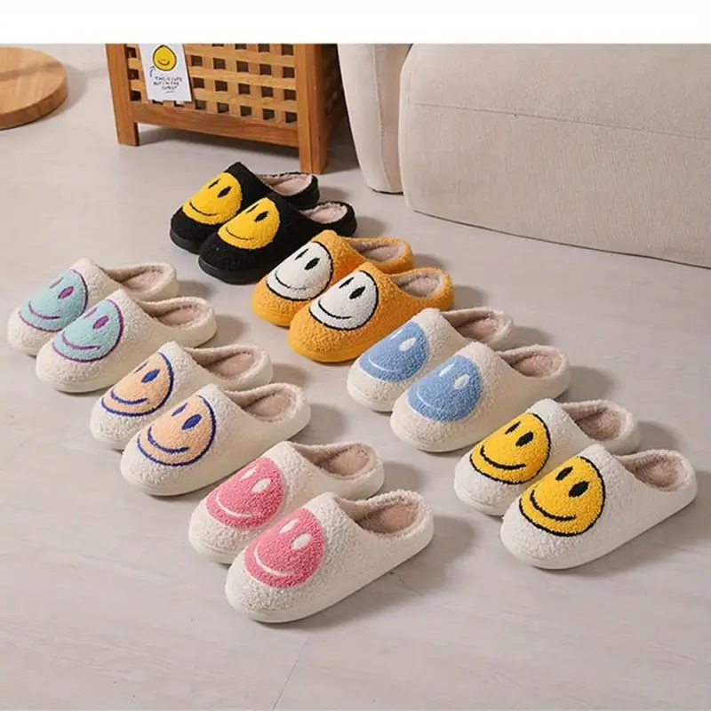 Womens Face Plush Indoor Slippers Soft Comfy Closed Toe Non Temu