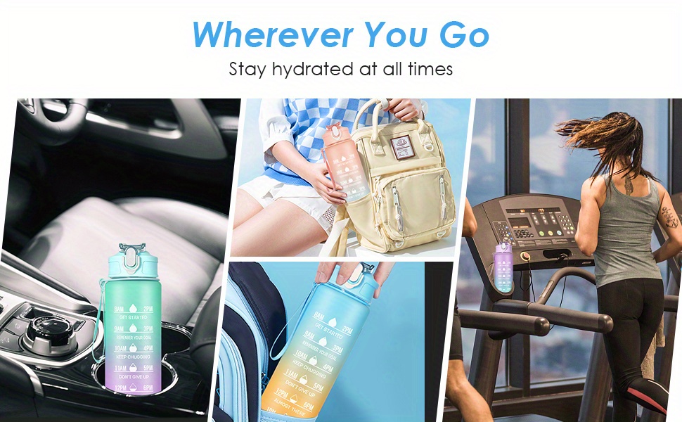 Gradient Water Bottle Straw Time Marker Portable Plastic - Temu Canada